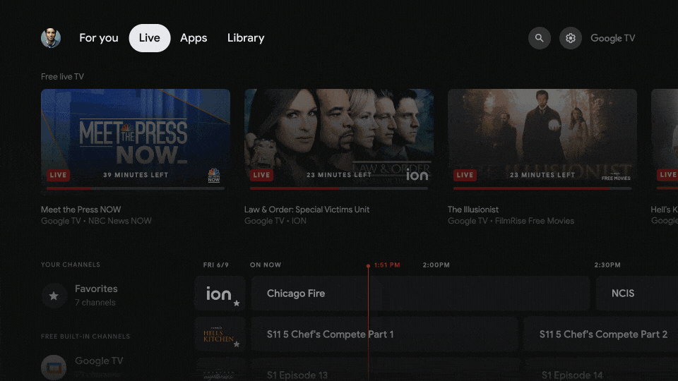 Google TV Adds Over 800 Free Channels to Live Tab