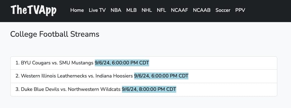 Ncaaf streams store