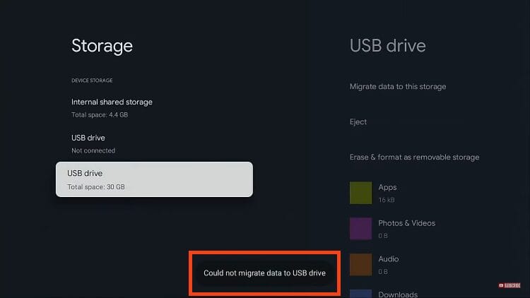 Could Not Migrate Data to USB Drive Error Solution