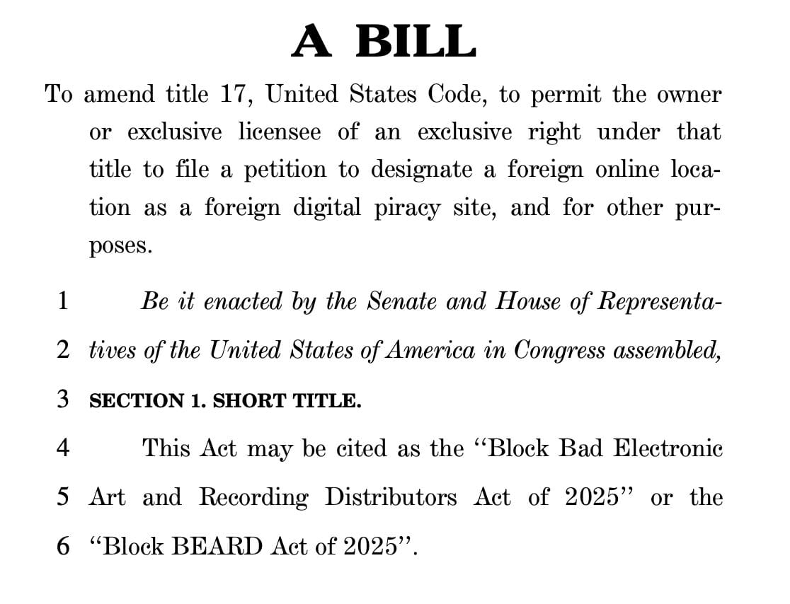 US Lawmakers Propose New Site Blocking Bill (Block BEARD)