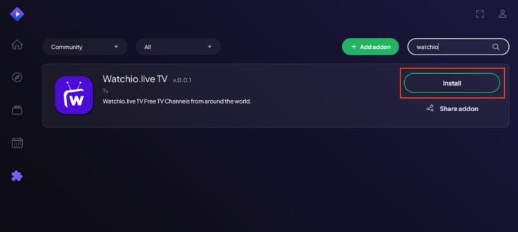 How to Install Watchio Live Stremio Addon (Live Channels)