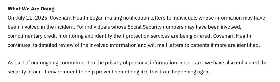 Covenant Health Data Breach: 478K Patients Impacted