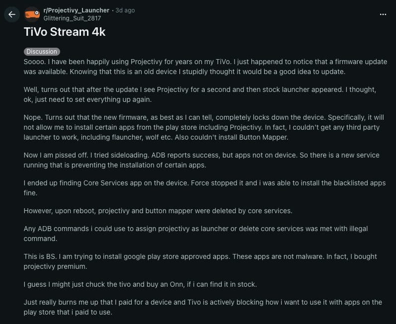 TiVo Stream 4K Update Removes Third Party Apps (How to Fix)