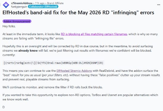 Real-Debrid Users Hit with “Infringing File” Errors